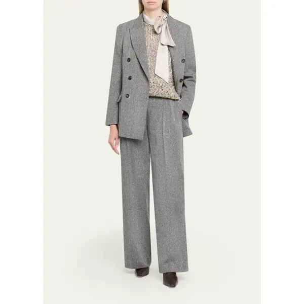Brunello Cucinelli Sparkling Wool Herringbone Trousers