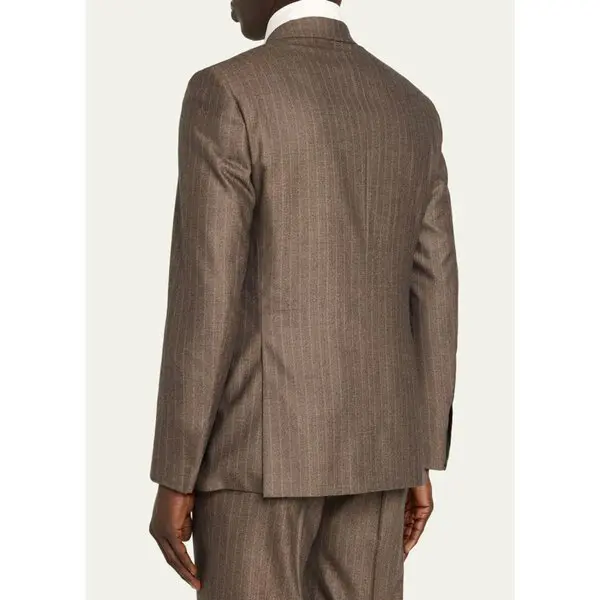 Brioni Tonal Stripe Herringbone Double-breasted Suit