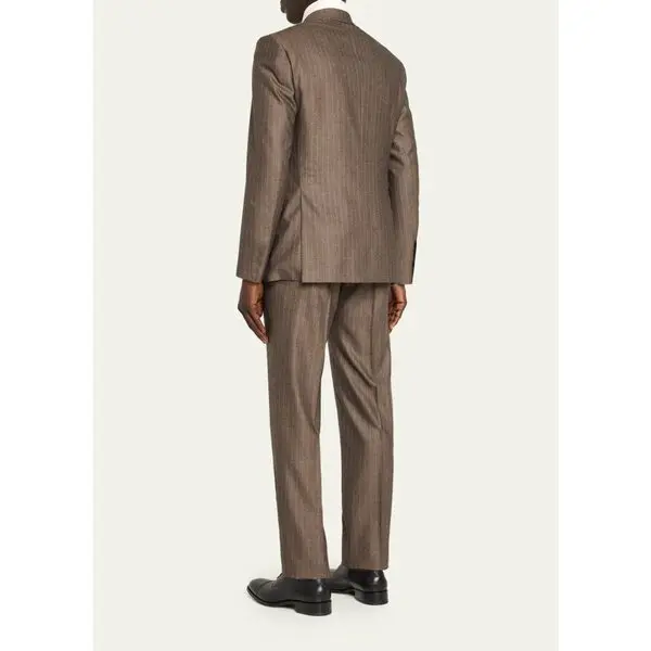 Brioni Tonal Stripe Herringbone Double-breasted Suit