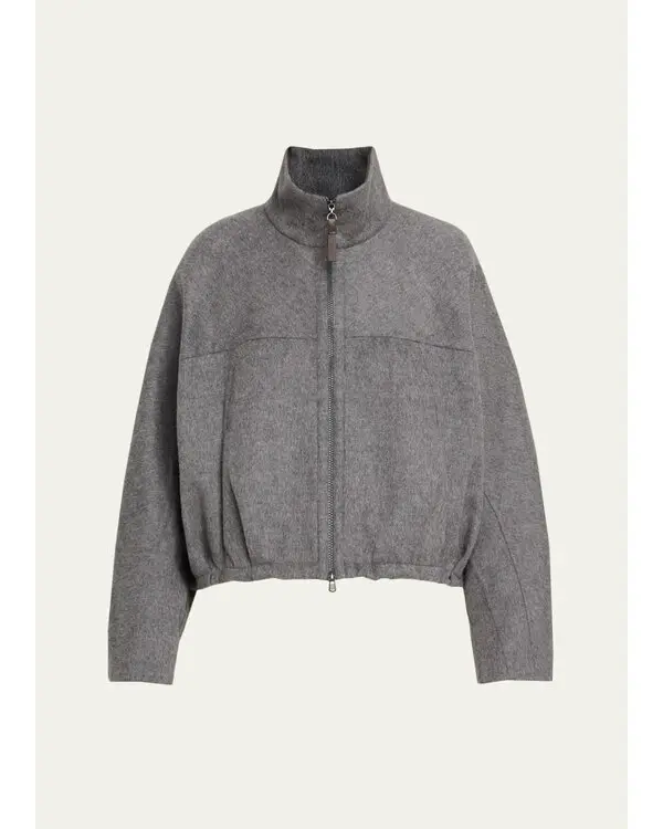 Brunello Cucinelli Fluid Double Wool Zipped Jacket