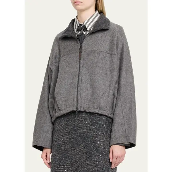 Brunello Cucinelli Fluid Double Wool Zipped Jacket