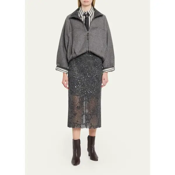 Brunello Cucinelli Fluid Double Wool Zipped Jacket