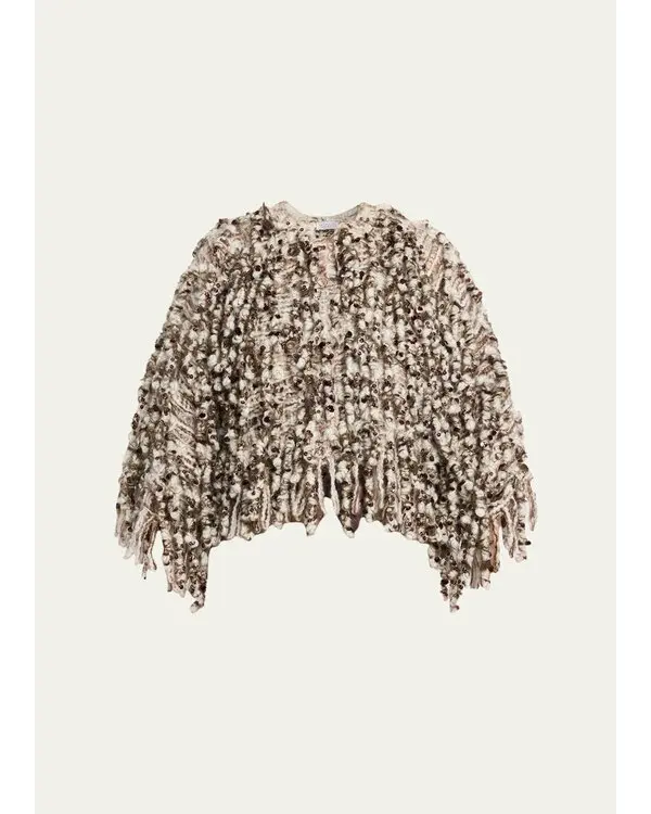 Brunello Cucinelli Embellished Curly Mohair Cape