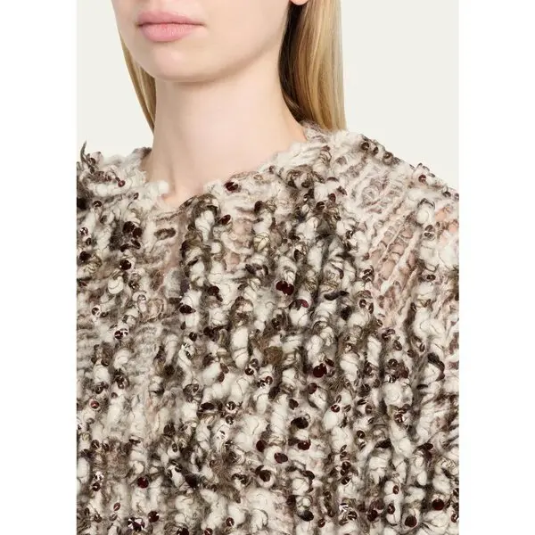 Brunello Cucinelli Embellished Curly Mohair Cape