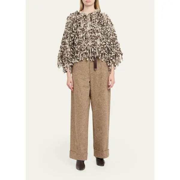 Brunello Cucinelli Embellished Curly Mohair Cape