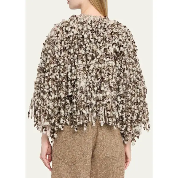 Brunello Cucinelli Embellished Curly Mohair Cape