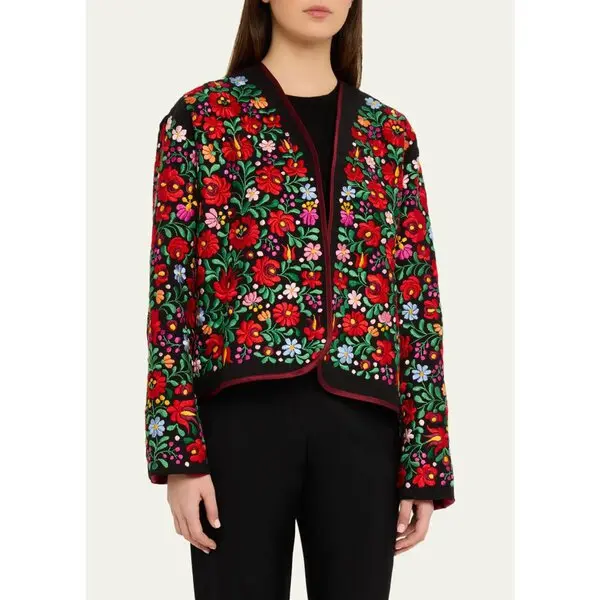 Rianna + Nina Floral Embroidered Mini Blouson Jacket