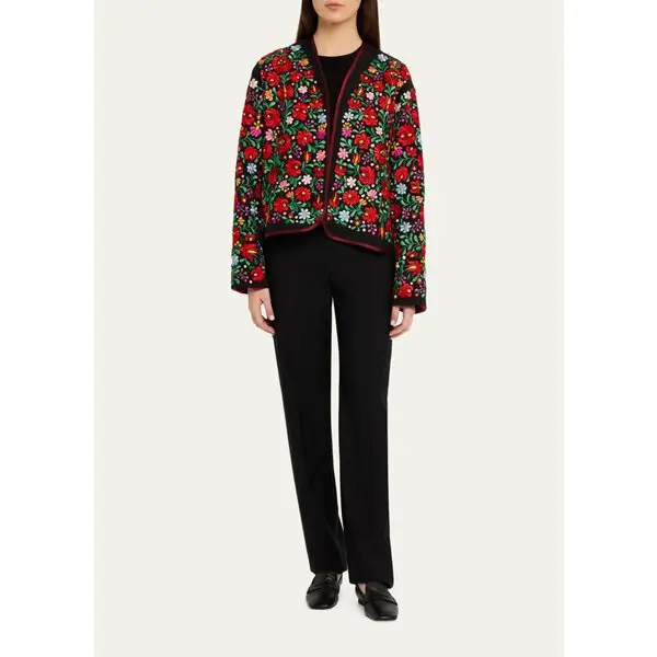 Rianna + Nina Floral Embroidered Mini Blouson Jacket