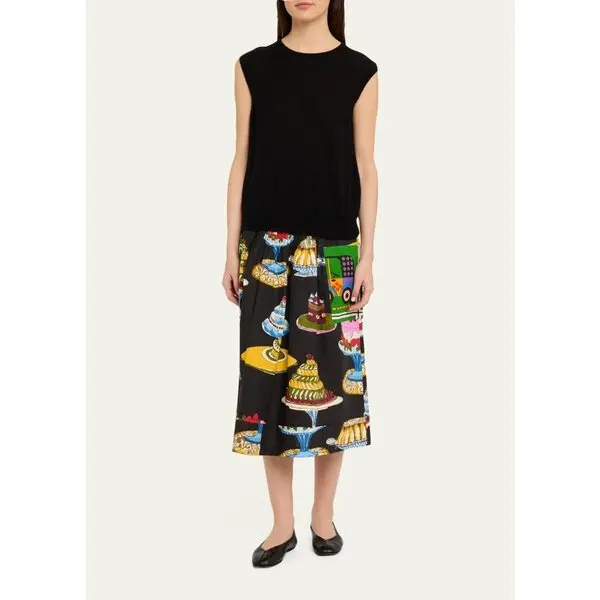 Rianna + Nina Printed Pocket Pleated Midi Pull-on Skirt