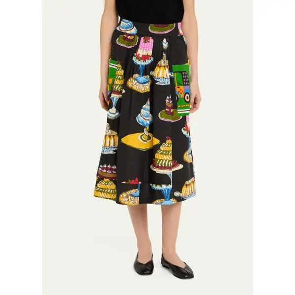 Rianna + Nina Printed Pocket Pleated Midi Pull-on Skirt