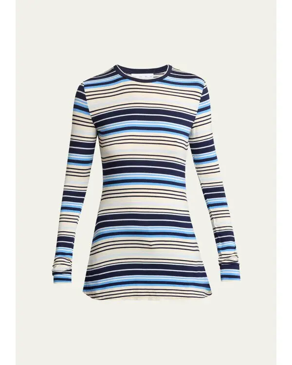 Proenza Schouler White Label Mae Top In Striped Jersey - Sky Multi