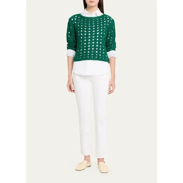 Lafayette 148 New York Linen-silk Chainette Basket Stitch Sweater
