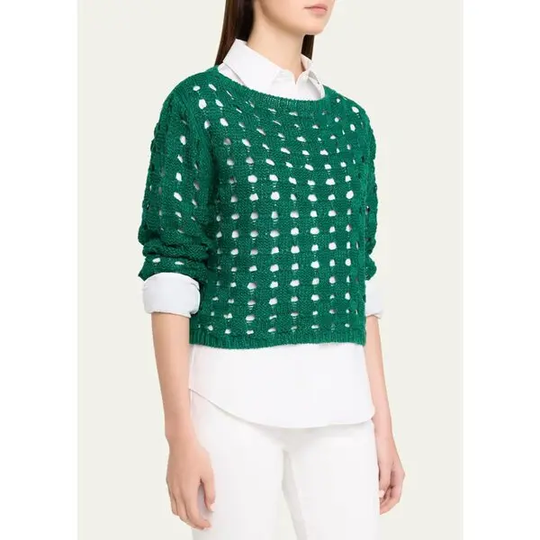 Lafayette 148 New York Linen-silk Chainette Basket Stitch Sweater