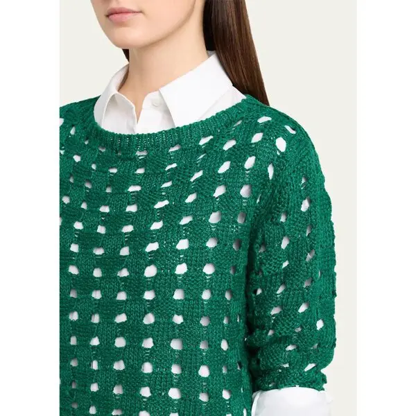 Lafayette 148 New York Linen-silk Chainette Basket Stitch Sweater