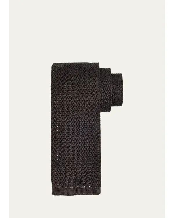 Brioni Silk Tricot Tie - Gray