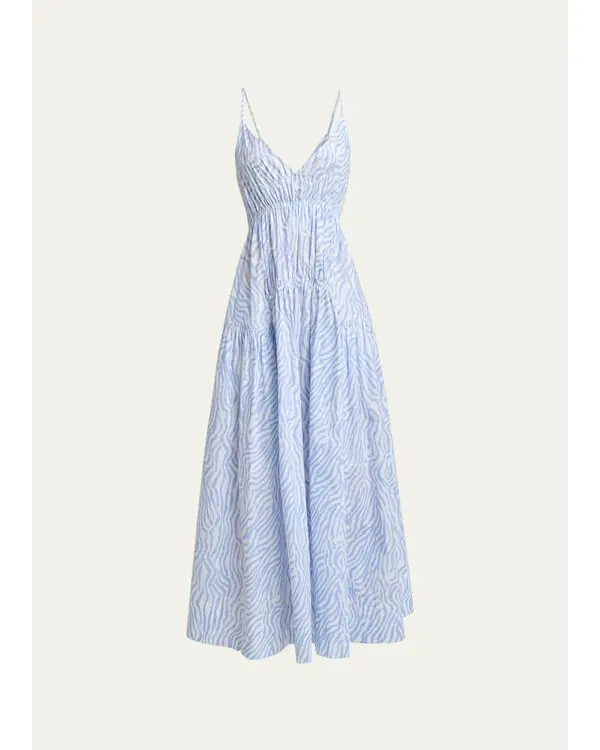 Proenza Schouler White Label Michelyn Shirred Empire-waist Sleeveless Maxi Dress - Cloud/white Multi