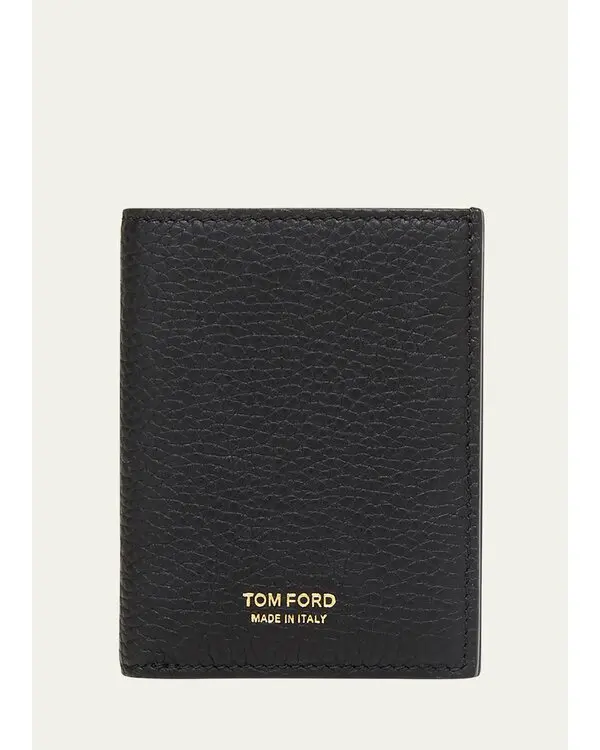 TOM FORD T Line Grained Leather Bifold Card Holder