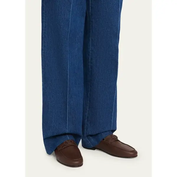 Valentino Garavani V-logo Grained Leather Loafers
