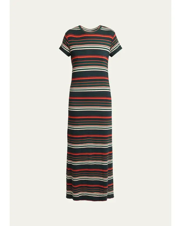 Proenza Schouler White Label Noelle Striped Stretch Cotton Dress - Spruce Multi