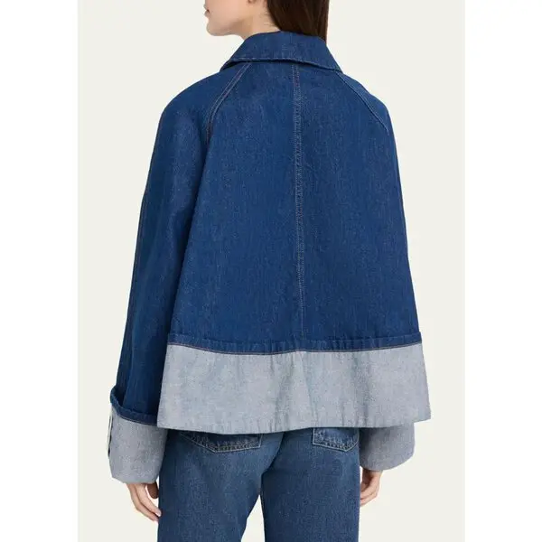 Brandon Maxwell Wells Trapeze Denim Jacket