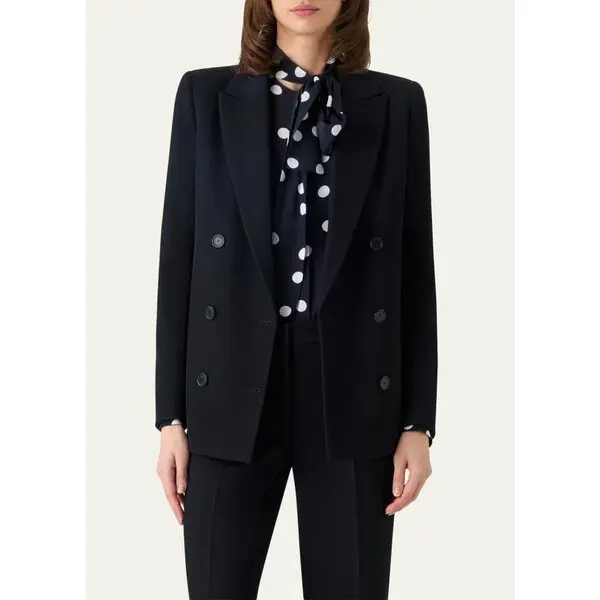 Akris Wool Tricotine Double-breasted Jacket