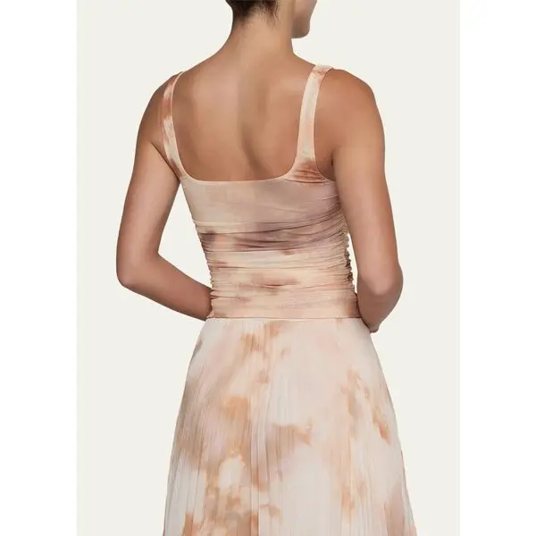 L'Agence Rasha Watercolor-print Ruched Tank