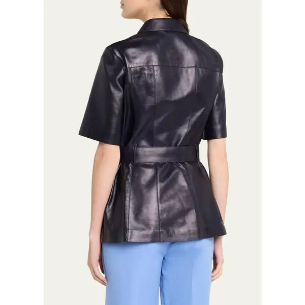 Lafayette 148 New York Belted Leather Jacket