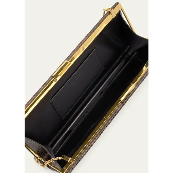 NILI LOTAN Anjelica Snakeskin-embossed Leather Clutch Bag