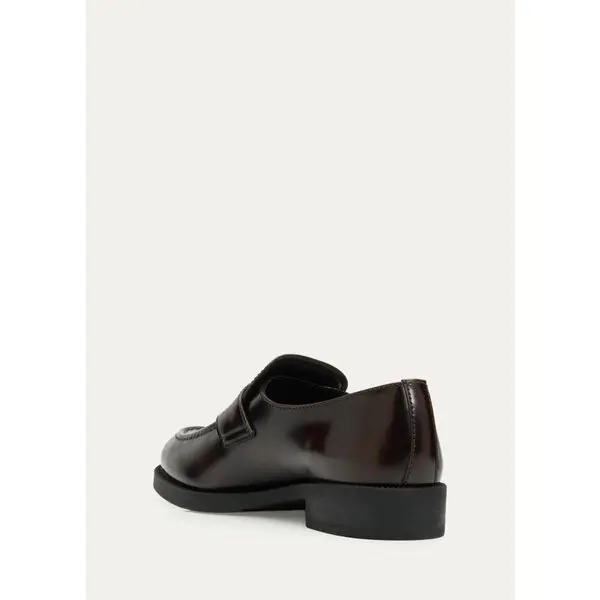 Prada Triangle Logo Spazzolato Leather Loafers