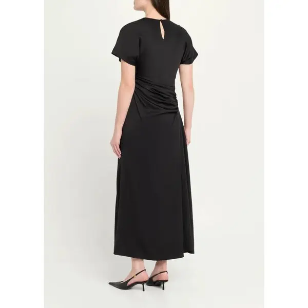 Simkhai Marabella Ruched Satin Midi Dress - Black