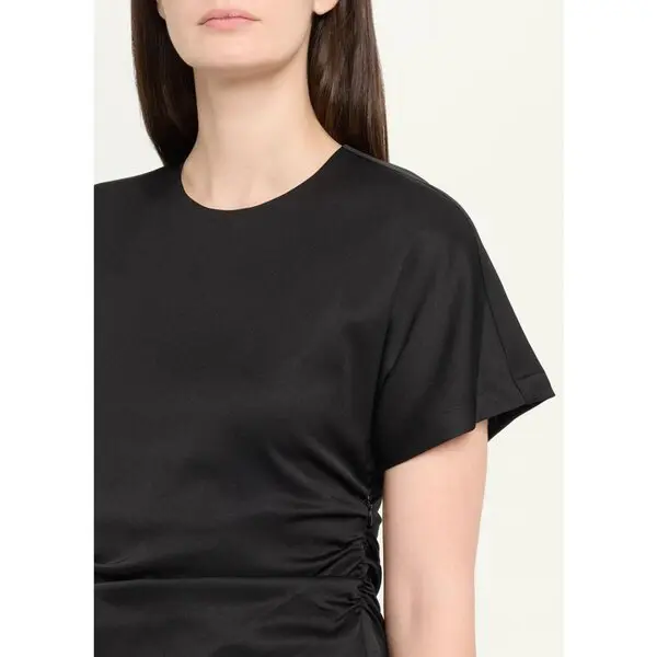 Simkhai Marabella Ruched Satin Midi Dress - Black