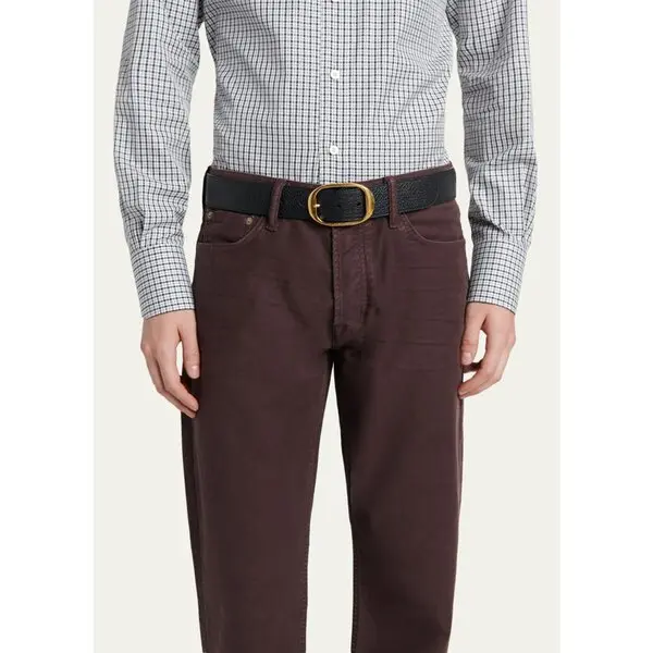 TOM FORD Grained Leather Oval-buckle Belt