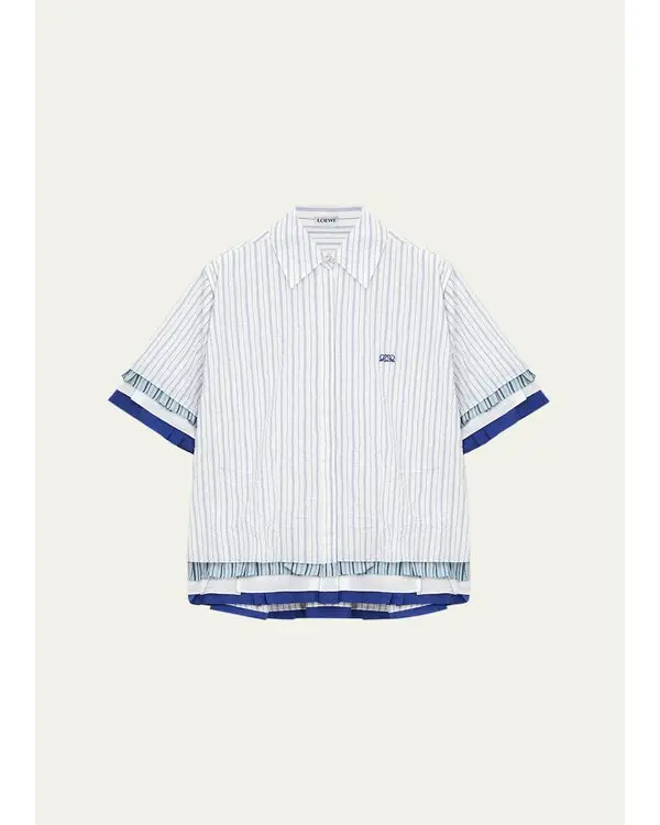 Loewe Short-sleeve Layered Button-down Shirt - White Multi
