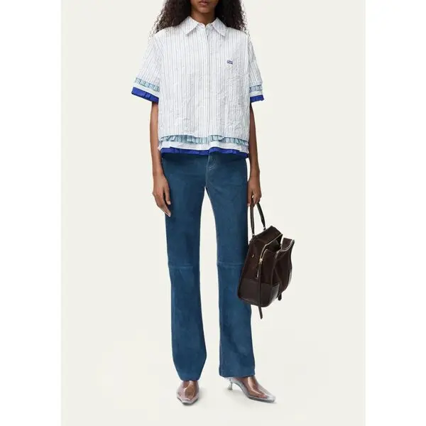 Loewe Short-sleeve Layered Button-down Shirt - White Multi