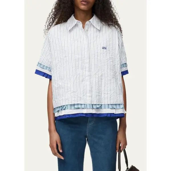 Loewe Short-sleeve Layered Button-down Shirt - White Multi
