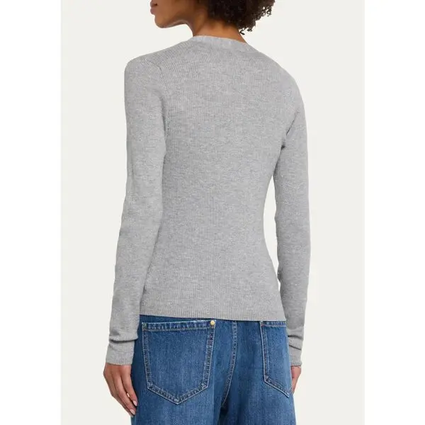Brunello Cucinelli Sparkle Cashmere Rib V-neck Cardigan