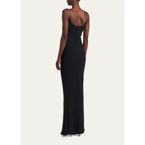 TOM FORD Strappy Satin Back Crepe Maxi Dress