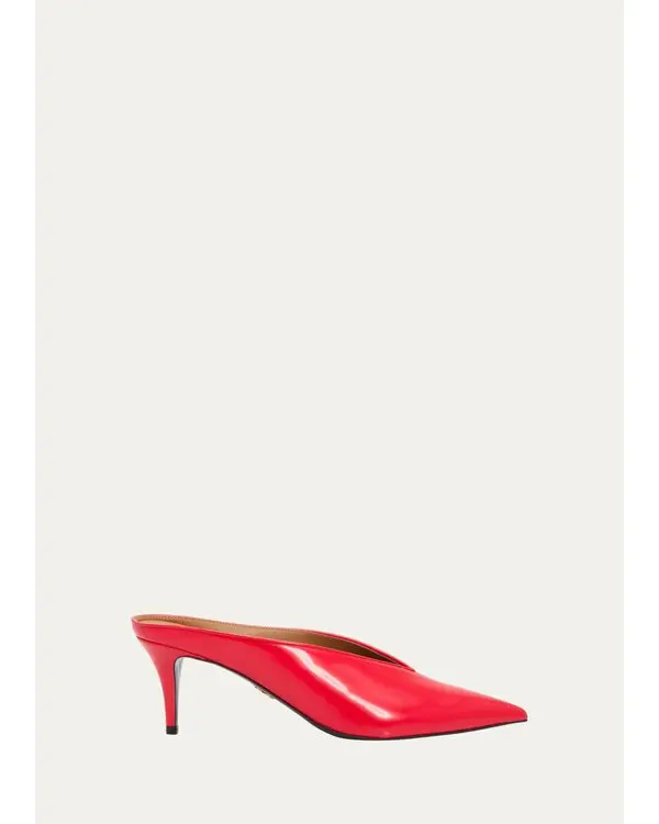 Stella McCartney 60mm Brushed Pointed-toe Mules - Flame