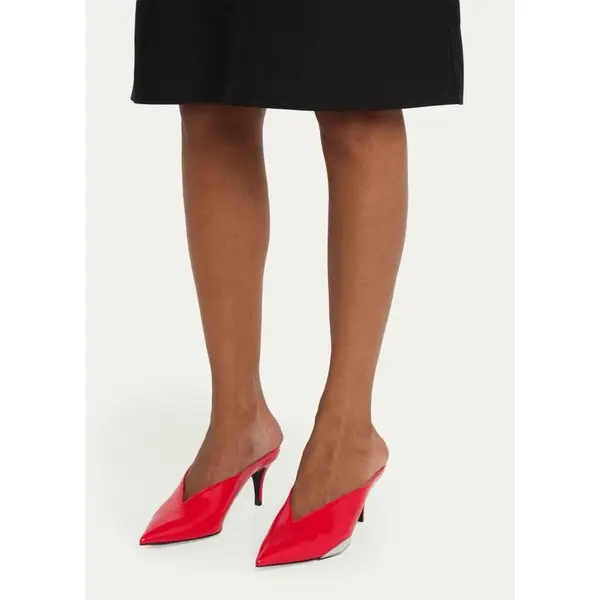 Stella McCartney 60mm Brushed Pointed-toe Mules - Flame