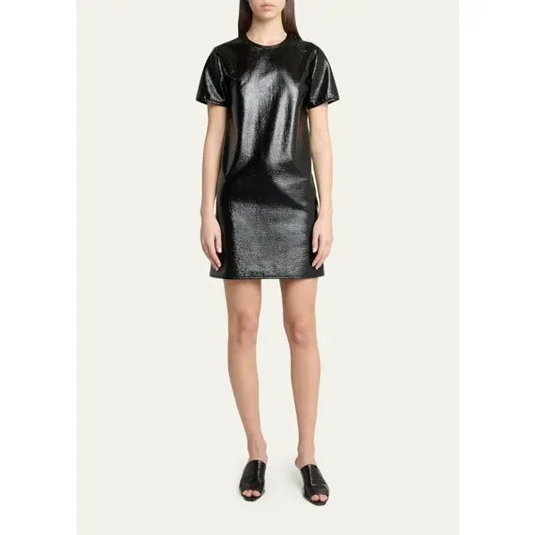 COURREGES Shiny Vinyl Short-sleeve Mini Dress
