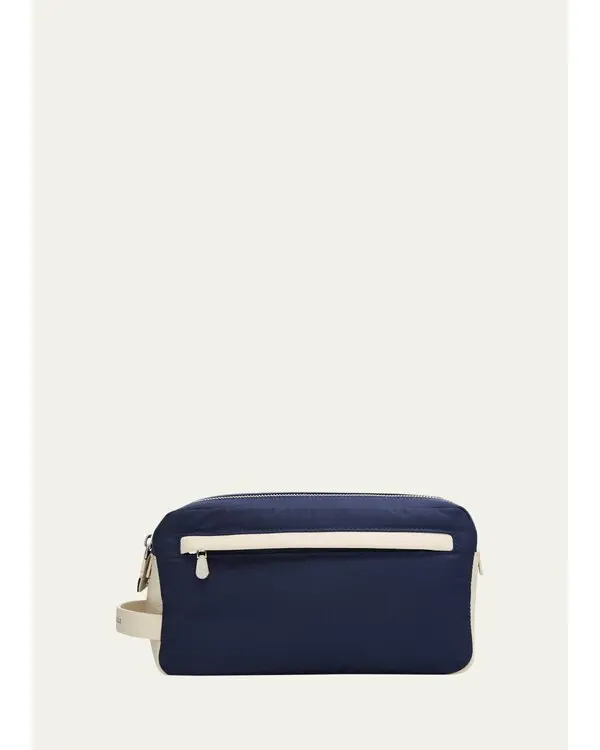 Brunello Cucinelli Leather Double-zip Toiletry Bag - Navy