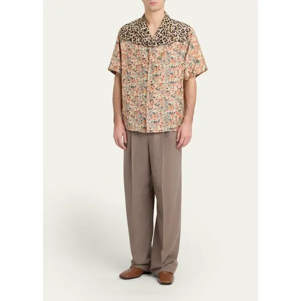 Valentino Garavani Leopard Floral Silk Camp Shirt