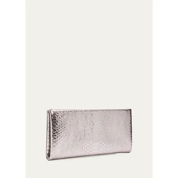 TOM FORD Ava Snake-embossed Printed Leather Clutch - Silver