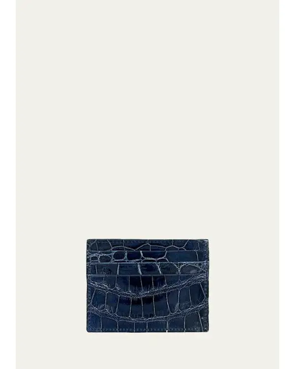 ABAS Alligator Card Case - Navy