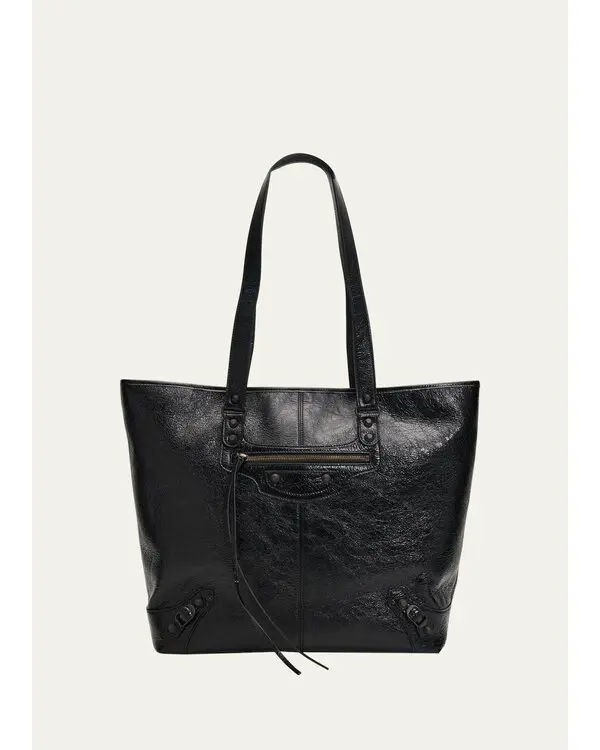 Balenciaga Le City Cabas Tote Bag In Arena Lambskin - Black