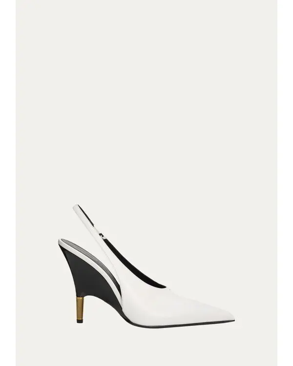 Khaite 100mm Bella Leather Slingback Pumps - Chalk