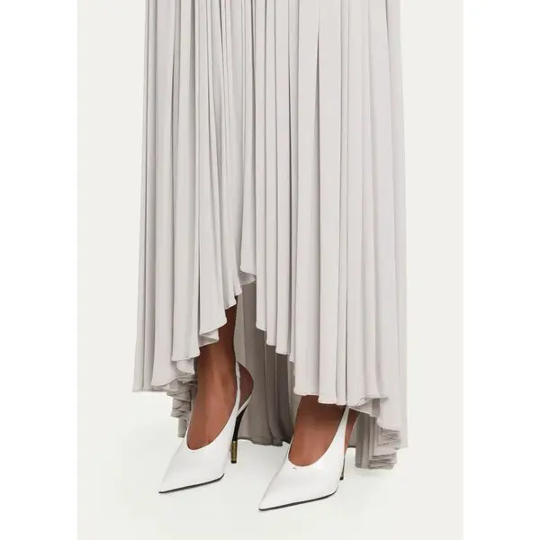 Khaite 100mm Bella Leather Slingback Pumps - Chalk