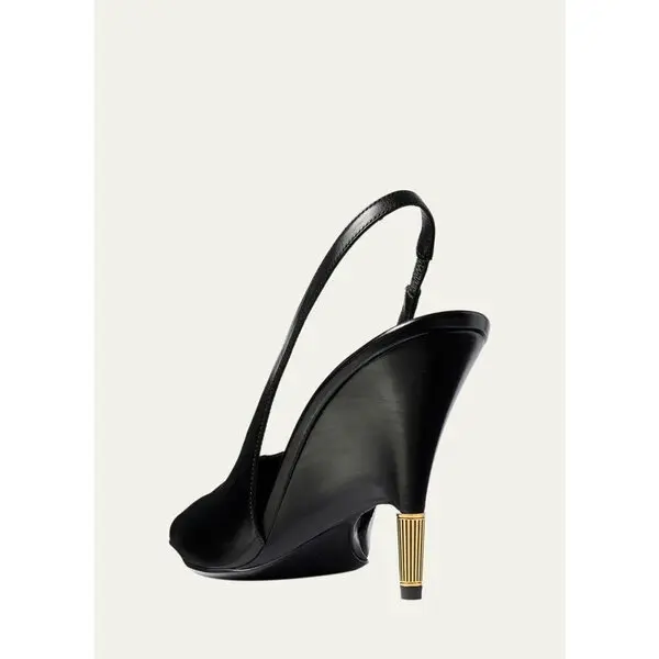 Khaite 100mm Bella Leather Slingback Pumps - Chalk