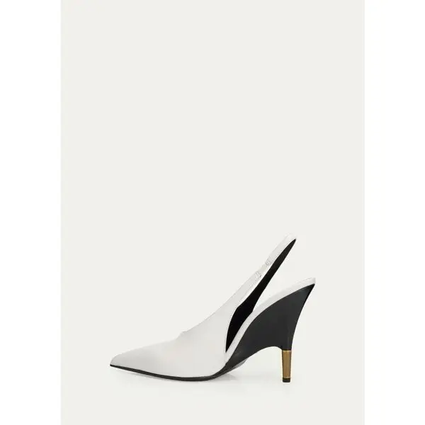 Khaite 100mm Bella Leather Slingback Pumps - Chalk