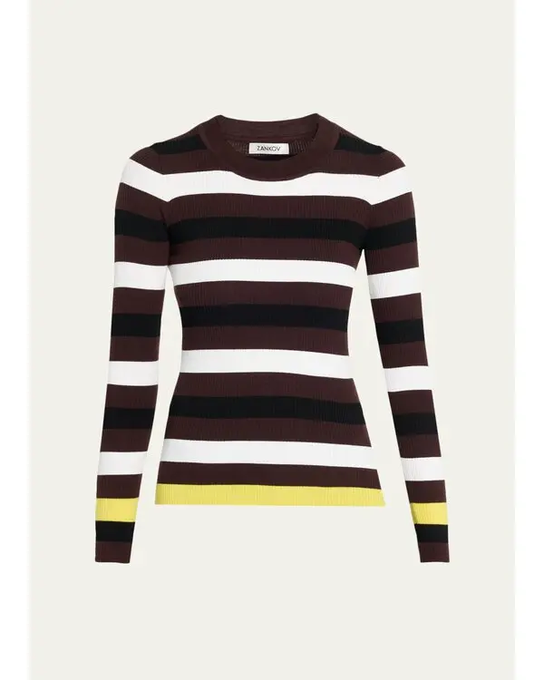 ZANKOV Striped Rib Crewneck Sweater